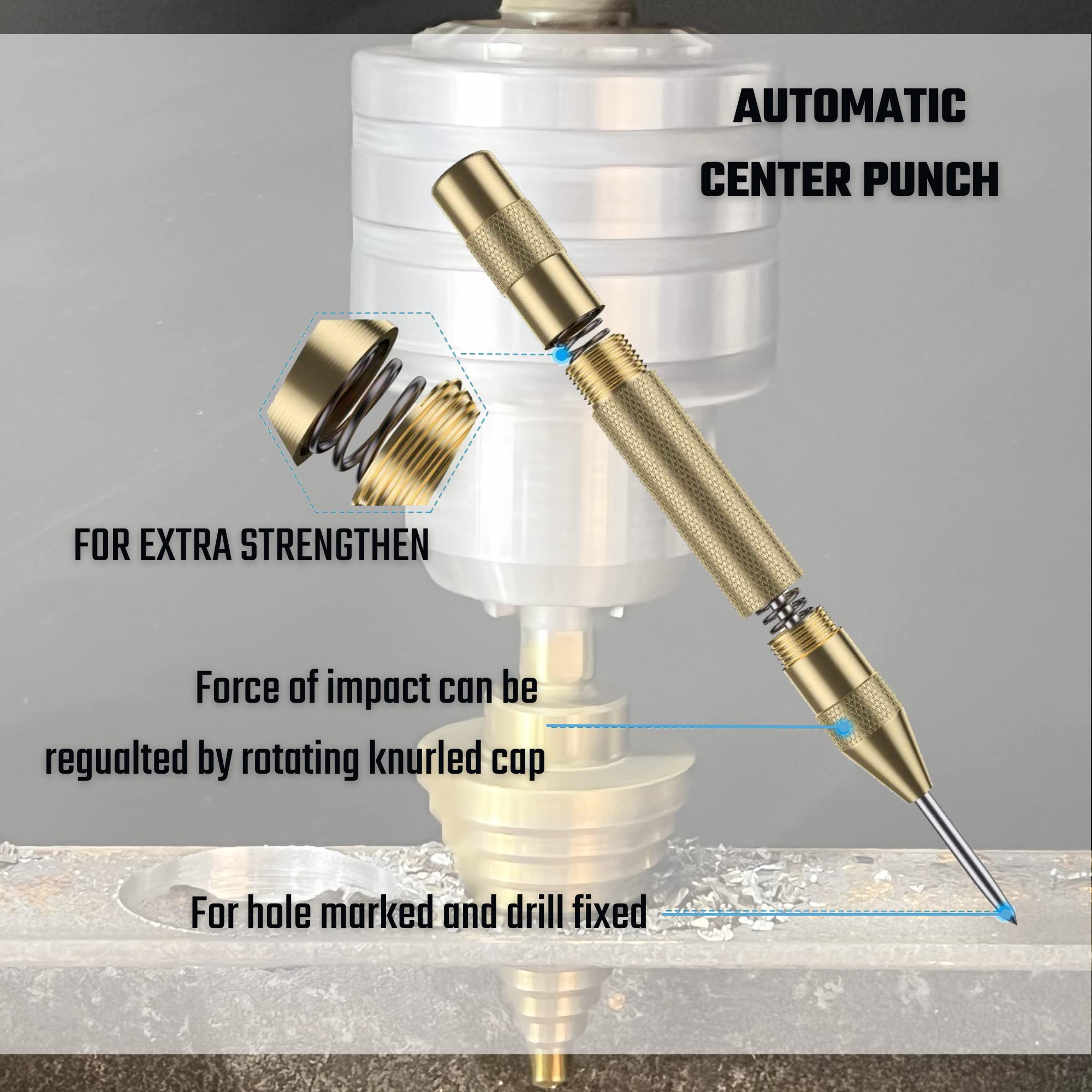 Step Drill Bit Set, Step Bit for Metal 6PCS, Titanium High Speed Steel 50 Sizes (1/8''-1 3/8'') with Automatic Center Punch and Aluminum Case, Multiple Hole Stepped Up Bits for DIY Lovers