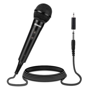 shinco handheld wired microphone, cardioid dynamic vocal mic with 13ft cable and on/off switch, ideally suited for speakers, karaoke singing machine, amp, mixer