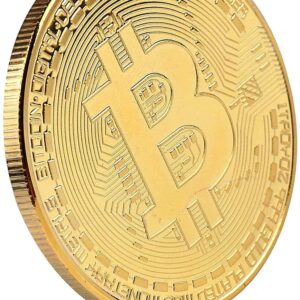 10 Pcs Bitcoin Coin Souvenir with Coin Case, Physical Bitcoin Collection, Gold Plated Bitcoin for Commemoration, Crypto Currency Coin BTC for Gift, Gold Bitcoin Tokens