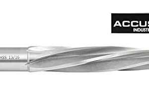 Accusize Industrial Tools 13/16 inch Bridge Reamer, Magnetic Hex Shank, Hss Spiral Flutes Aligning Reamers, Car Reamers, 1523-8035