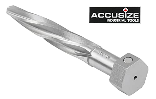 Accusize Industrial Tools 13/16 inch Bridge Reamer, Magnetic Hex Shank, Hss Spiral Flutes Aligning Reamers, Car Reamers, 1523-8035