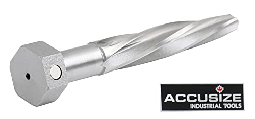 Accusize Industrial Tools 13/16 inch Bridge Reamer, Magnetic Hex Shank, Hss Spiral Flutes Aligning Reamers, Car Reamers, 1523-8035