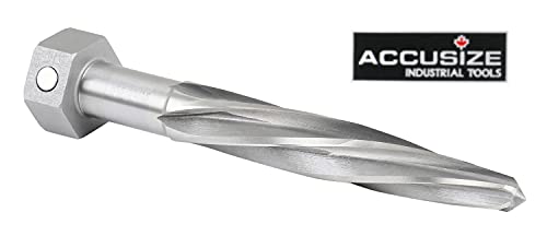 Accusize Industrial Tools 13/16 inch Bridge Reamer, Magnetic Hex Shank, Hss Spiral Flutes Aligning Reamers, Car Reamers, 1523-8035