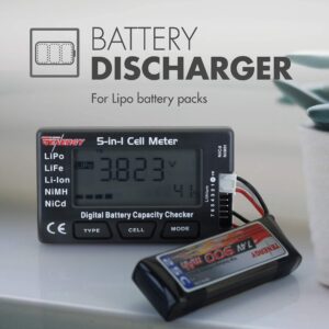 Tenergy 5-in-1 Intelligent Digital Cell Meter Battery Checker and Fire Retardant Lipo Bags for Charging and Storage