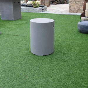 AMS Fireplace | Elementi Lunar Concrete Propane Tank Cover (Cylinder Smooth - Light Gray) | GFRC, Light Gray Color, Round Shape, Size - 15.7 x 15.7 x 20 inches | Suited for Lunar Light grey fire pit.