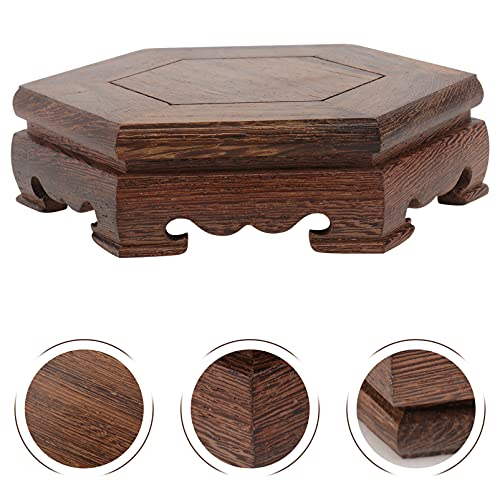 Cabilock Wood Plant Stands Vintage Circular Wooden Vase Aquarium Table Lamp Teapot Base Flower Pot Stand Holder Flower Display Rack Shelves for Patio Garden Balcony Yard (Coffee)