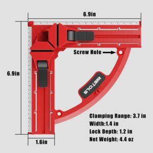 WETOLS 7 Inch Fast Adjustable Corner Clamp (with Lock), 90 Degree Right Angle Clamp for Woodworking, Great Tool Gift for Dad Father Mother DIY Handyman - WE816