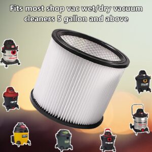 KTSIM Replacement Filter Compatible with Shop-Vac 90304 90350 90333 90585, with Lid and 2PCS Foam Sleeve, fits most Wet/Dry Vacuum Cleaners 5 Gallon and above