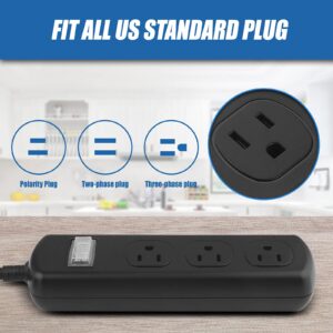 Power Strip Surge Protector Waterproof, with 6 ft Long Extension Cord and 3 Outlets, IPX6 Waterproof and Electric Shockproof Socket for Baby Room, Bathroom, Kitchen, Garden, Yard Lighting