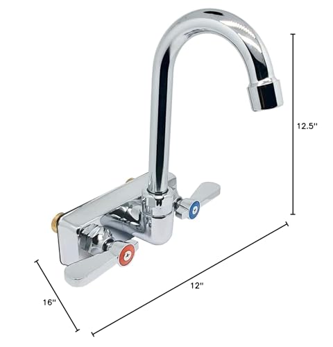 Commercial Stainless Steel Wall Mounted Hand Sink with Side Splash and Gooseneck Faucet | NSF