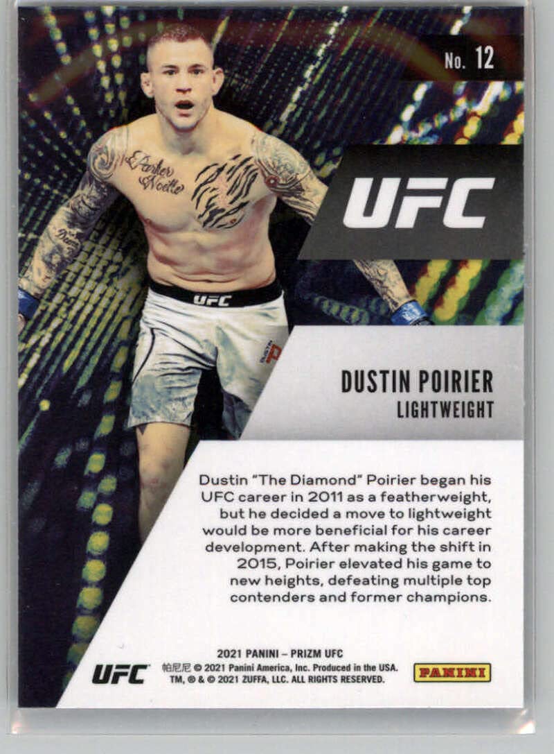 2021 Panini Prizm UFC Instant Impact #12 Dustin Poirier Lightweight Official Mixed Martial Arts Trading Card in Raw (NM or Better) Condition