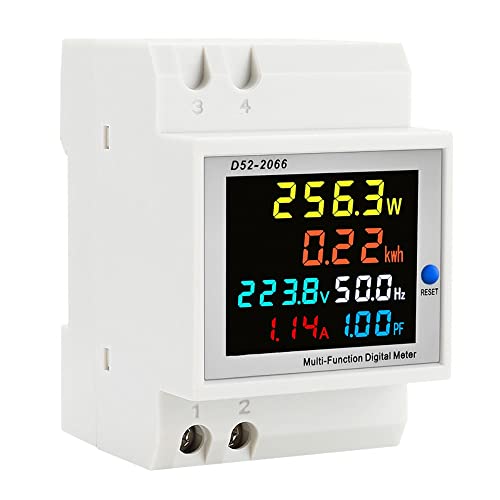 Digital Single Phase Energy Meter Tester Electricity Usage Monitor AC 110V 40V~300V 100A Ampermeter Power Voltmeter Ammeter Voltage Amps Watt Kwh Frequency Power Factor Meter Multimeter (Built-in CT)