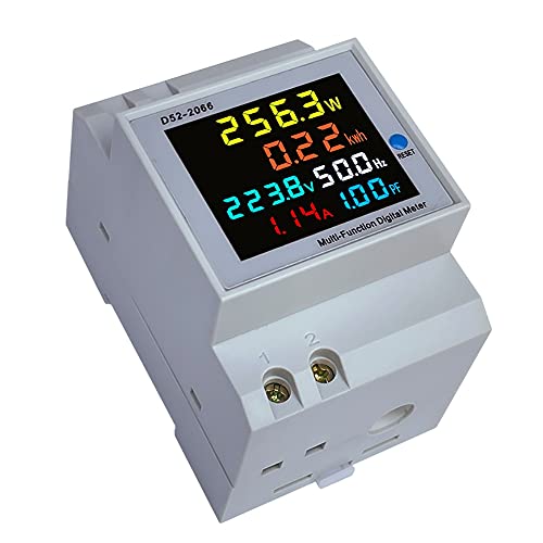 Digital Single Phase Energy Meter Tester Electricity Usage Monitor AC 110V 40V~300V 100A Ampermeter Power Voltmeter Ammeter Voltage Amps Watt Kwh Frequency Power Factor Meter Multimeter (Built-in CT)