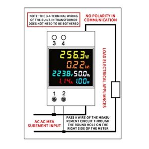 Digital Single Phase Energy Meter Tester Electricity Usage Monitor AC 110V 40V~300V 100A Ampermeter Power Voltmeter Ammeter Voltage Amps Watt Kwh Frequency Power Factor Meter Multimeter (Built-in CT)