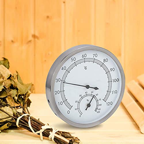 Aqur2020 Stainless Steel Sauna Room Thermometer Hygrometer Steam Room Thermometer with Easy-to-Read Scale ThermoHygrometer Sauna Room Accessories