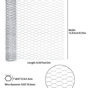 Aboofx Chicken Wire Net for Crafts, 78.7 x 13.7 inch Floral Chicken Wire, Lightweight Hexagonal Chicken Wire Fencing for Crafts Garden Poultry Project, with 100 Pieces Cable Zip Ties