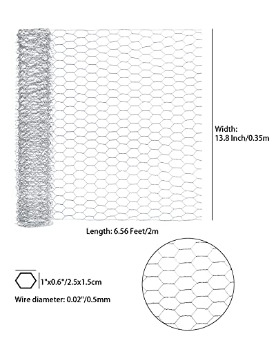 Aboofx Chicken Wire Net for Crafts, 78.7 x 13.7 inch Floral Chicken Wire, Lightweight Hexagonal Chicken Wire Fencing for Crafts Garden Poultry Project, with 100 Pieces Cable Zip Ties