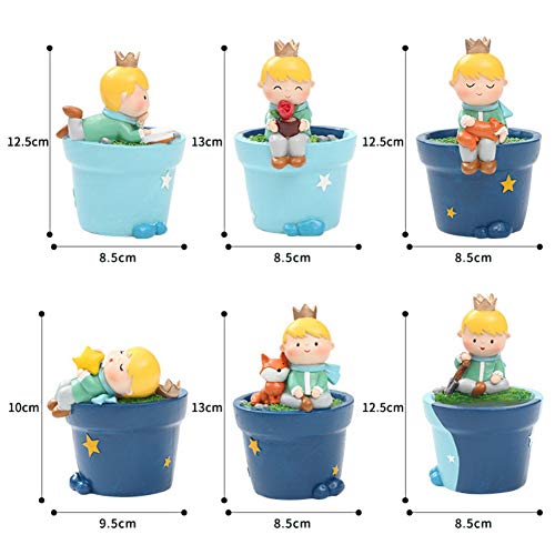 Ochine 1Pcs Little Prince Planter Flower Plant Pots Fairy Garden Pot Handmade Resin Miniature Creative Succulent Plants Pot Mini Garden Decoration Bonsai Decor Accessories