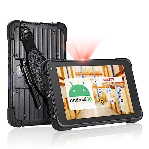 MUNBYN Rugged Android Tablet Scanner IRT01, 8-inch Tablet Android 10 Zebra SE2707 Scanner 700 nits Outdoors Heavy Duty Tablet IP67 MIL-STD-810G Sunshine Readable, Inventory Mobile Handheld Computer