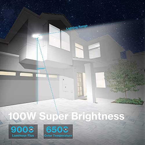 Olafus 100W Flood Lights Outdoor, 9000LM Super Bright LED Flood Light, IP65 Waterprooof Outdoor Flood Light Fixture, 3 Adjustable Heads, 6500K Daylight White Exterior Security Lights for Yard, Garage