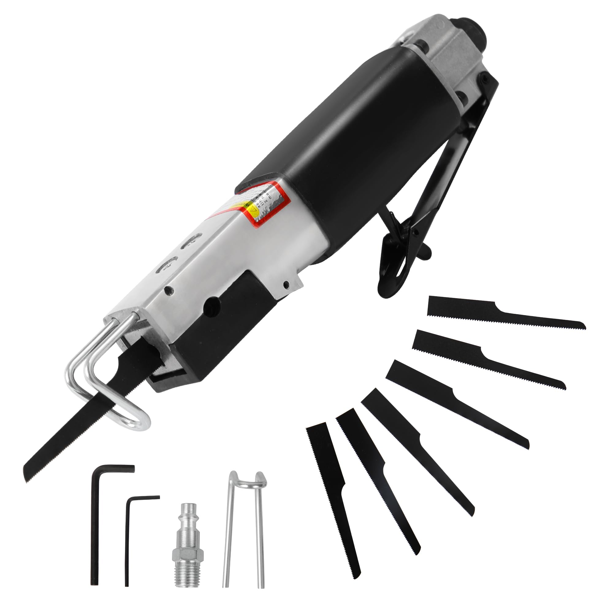 SHANTRA Air Body Saw Pneumatic Tool, Mini Reciprocating Saw for Metal, Lock Out Lever, Saber Saw with 6pcs 18T, 24T, 32T Saw Blades