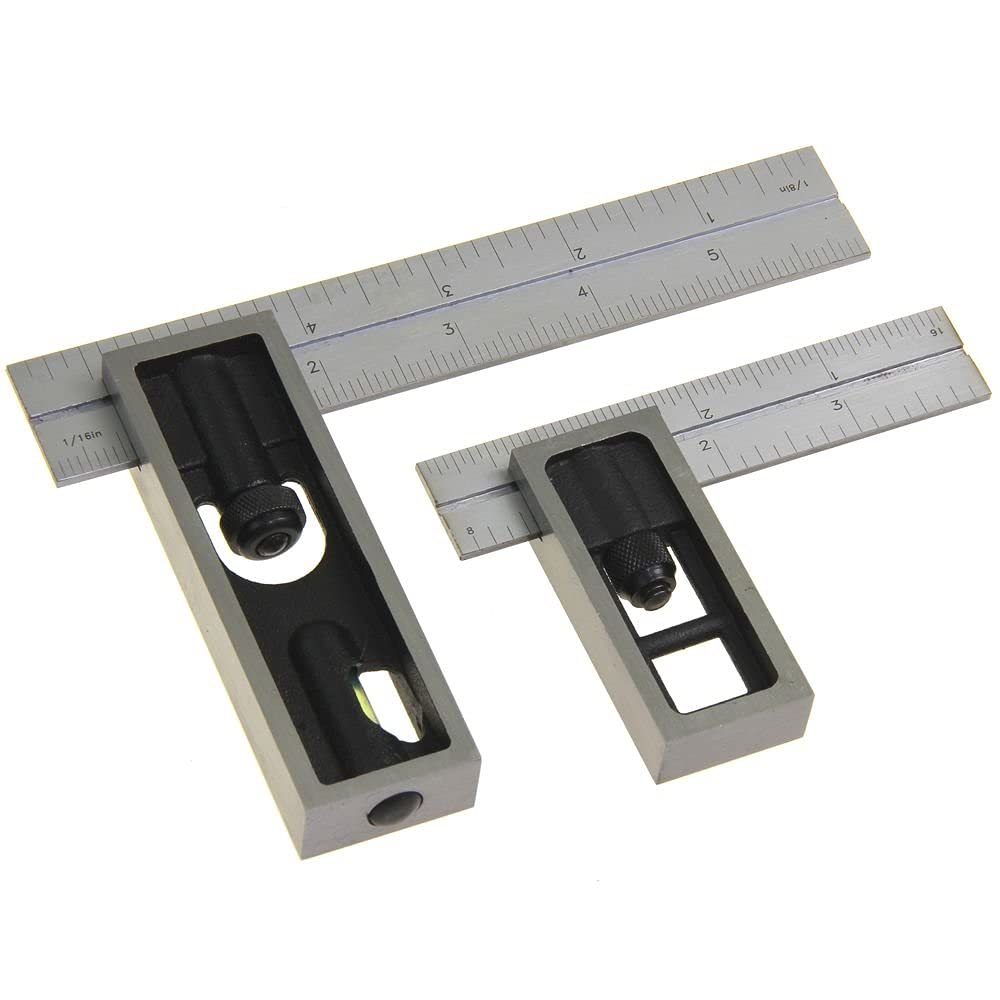 iGaging 4" & 6" Double Square and 6" & 12" Combination Square Set 4R Steel Blade High Precision Woodworking