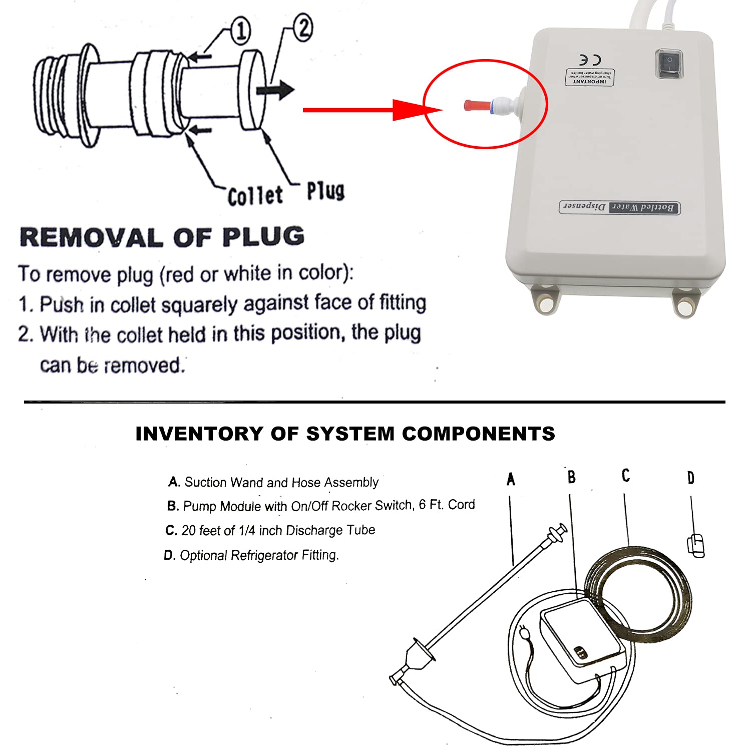 TDRENERGY Bottle Water Dispenser Pump System Automatic 110V 40psi 1 GPM for Home/Office Kitchen Refrigerator Coffee Maker Ice Maker for 3 or 5 Gal Water Bottle Single Inlet (Bottle Not Included)