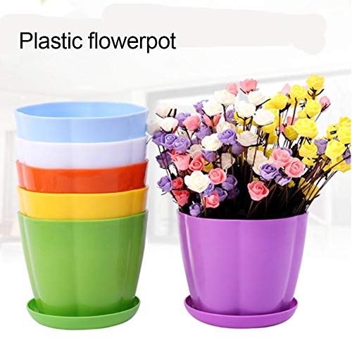 dalismotemp Plastic Flower Pot Indoor Flower Plant Pots Tray Included Succulents Plant Bonsai Ornament Planter Decoration Container Plastic Planters White XS