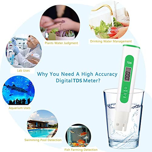 TDS Meter Tester, TDS Water Tester LCD Pen Quality with 0-9990 PPM Measurement Range Portable for The aquaculture Industry Hospitals Swimming Pools Household tap Water Quality Testing