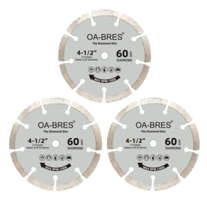 3pack 4-1/2-inch 60-grit diamond compact circular saw blade with 3/8-inch arbor, for cutting ceramic tile, stone tile, backer board and cement