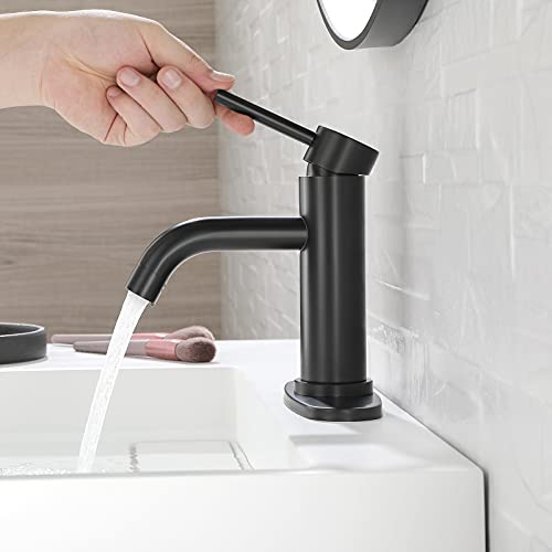 Black Bathroom Faucet with Optional Deck Plate 4 Inch Centerset Easy DIY Bathroom Sink Faucet Offers A Cleaner Look to Bathroom, RV, Farmhouse