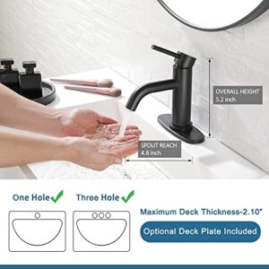 Black Bathroom Faucet with Optional Deck Plate 4 Inch Centerset Easy DIY Bathroom Sink Faucet Offers A Cleaner Look to Bathroom, RV, Farmhouse