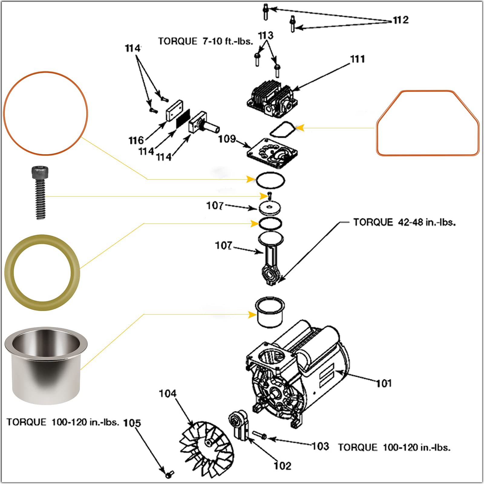 K-0650 Air Compressor Cylinder Sleeve and Compression Ring Replacement Kit Perfectly Fits for Craftsman DeVilbiss Porter Cable Air Compressor Cylinder