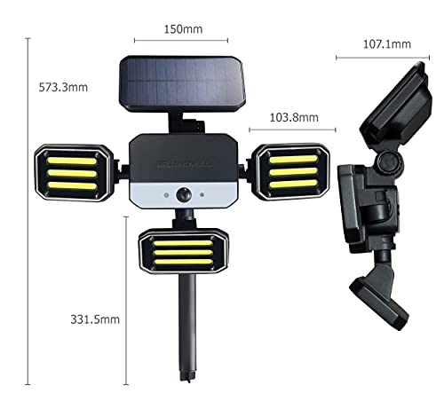 Bionic Floodlight Deluxe 50% Brighter ASON TV, Solar Lights Outdoor Waterproof- 108 COB-LED's w/Motion Sensor 180° Swivel, Adjustable Panels for Garden, Lawn and Patio As Seen On TV