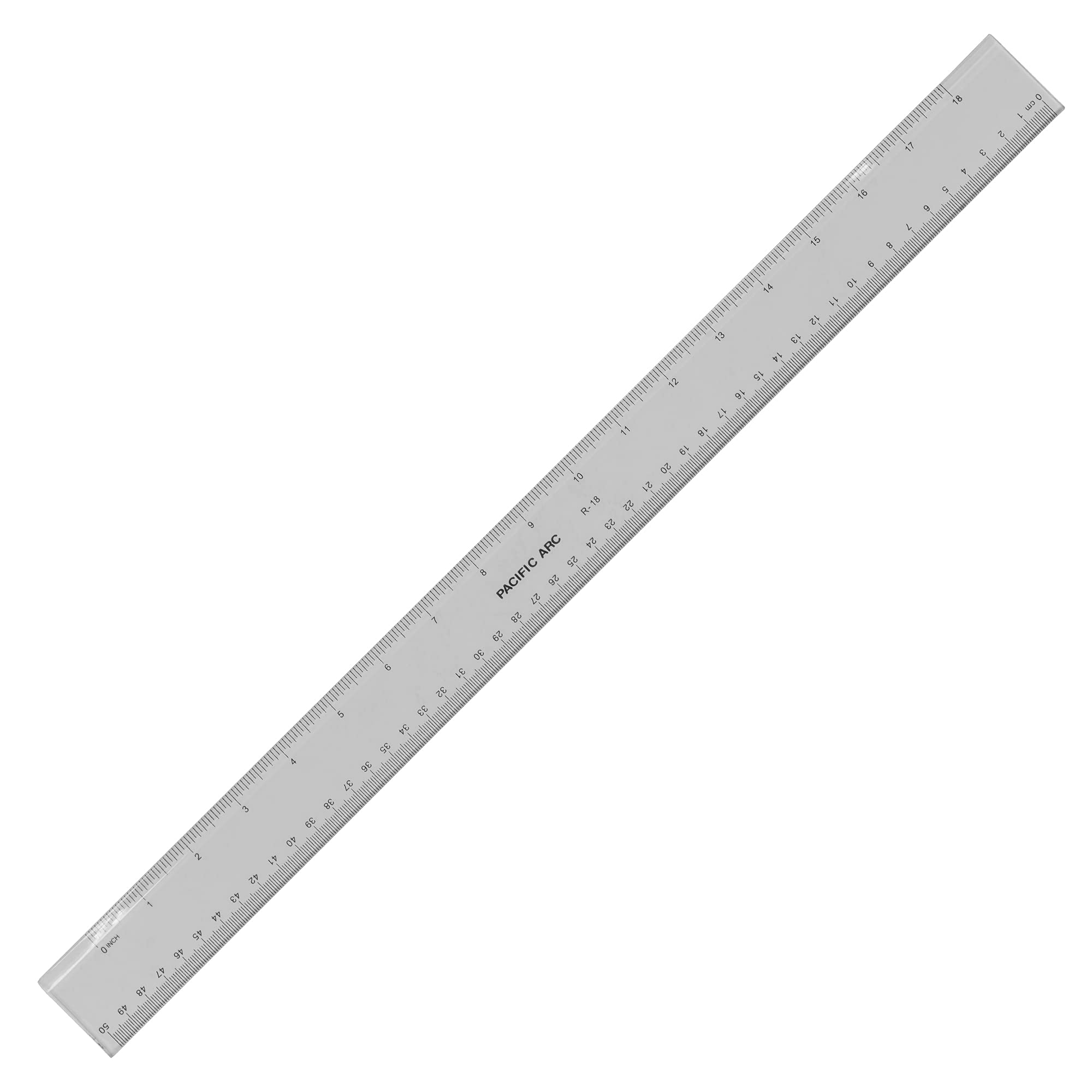 Pacific Arc 18 Inch Ruler Clear Plastic, Graduations in Inches and Centimeters