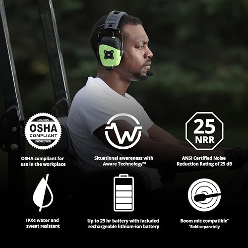 ISOtunes LINK Aware Bluetooth Earmuffs: Updated Audio Passthrough Hearing Protection, Bluetooth 5.0, Up to 20 Hour Battery, Boom Mic Compatible (Sold Separately)