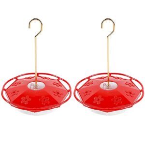 juegoal 12 oz hanging hummingbird feeder, 2 pack outdoor hummingbird feeders with 8 feeding flower ports, bird nectar leak-proof saucer feeders for garden yard patio