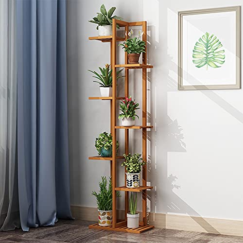 MOAMUN Bamboo Plant Stand 7 Tier 8 Potted Flower Display Rack Planter Stand Holder Shelf for Indoor and Outdoor Patio Garden, Living Room, Corner Balcony and Bedroom