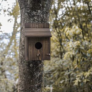 NATUREYLWL Wooden Bird House Wood Bird House for Outside with Pole for Finch, Bluebird, Cardinals, Hanging Birdhouse Garden Country Cottages