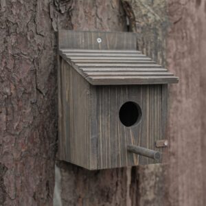 NATUREYLWL Wooden Bird House Wood Bird House for Outside with Pole for Finch, Bluebird, Cardinals, Hanging Birdhouse Garden Country Cottages