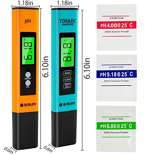 PH Meter for Water - PH Meter and TDS Meter Combo, Digital 0.01ph High Precision ± 2% Readout Accuracy Pen 3-in-1 TDS & EC & Temperature Meter for Household Drinking, Pool and Aquarium