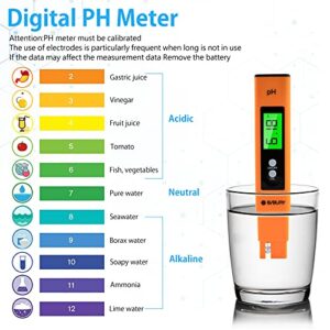 PH Meter for Water - PH Meter and TDS Meter Combo, Digital 0.01ph High Precision ± 2% Readout Accuracy Pen 3-in-1 TDS & EC & Temperature Meter for Household Drinking, Pool and Aquarium