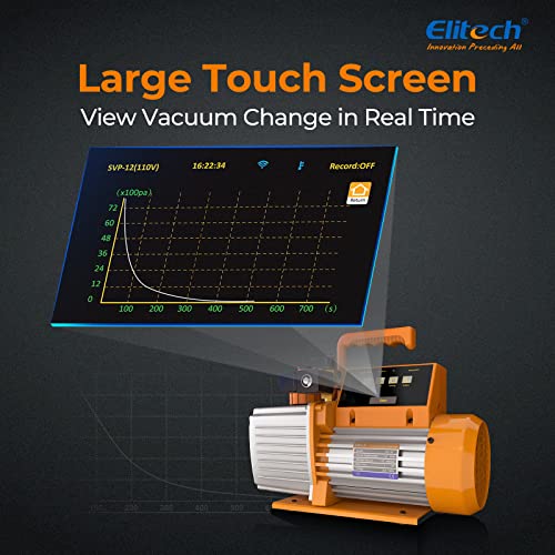 Elitech SVP-12 Intelligent HVAC Vacuum Pump 12 CFM 2 Stage Rotary Vane Touch Screen