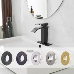 BWE Sink Basin Trim Overflow Ring Cover Matte Black Bathroom Vessel Vanity Basin Bath Sink Brass Insert in Hole Round Caps