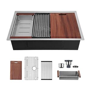 alwen 32x19 inch ledge workstation undermount kitchen sink 304 stainless steel single bowl kitchen sink