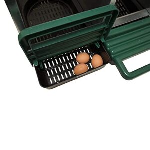 Homestead Essentials 3 Compartment Roll Out Nesting Box for Chickens | Heavy Duty Chicken Coop Nesting Box with Lid Cover to Protect Eggs (with Perch) | for Up to 15 Hens