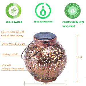 2 Pack Solar Lanterns, SAMWIT Hanging Solar Garden Lanterns, Waterproof Outside Lighting, Outdoor Decorations for Patio, Garden, Yard, Tree, Lawn, Fence