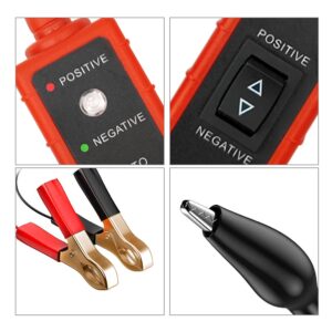 Power Circuit Probe Tester 6V-24V DC Test Light Short Circuit Tester Component Activation Electrical Tester Polarity Identify Continuity Tester with LED Light, Long Test Lead, Overload Protection