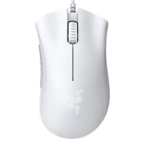 razer deathadder essential gaming mouse: 6400 dpi optical sensor - 5 programmable buttons - mechanical switches - rubber side grips - mercury white