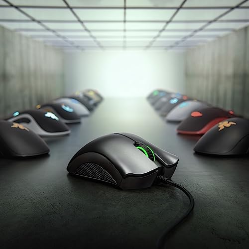 Razer DeathAdder Essential Gaming Mouse: 6400 DPI Optical Sensor - 5 Programmable Buttons - Mechanical Switches - Rubber Side Grips - Mercury White